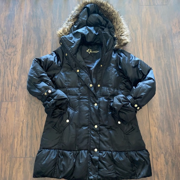 Guess | Jackets & Coats | Guess Coat With Detachable Fauxfur Lines Hood ...